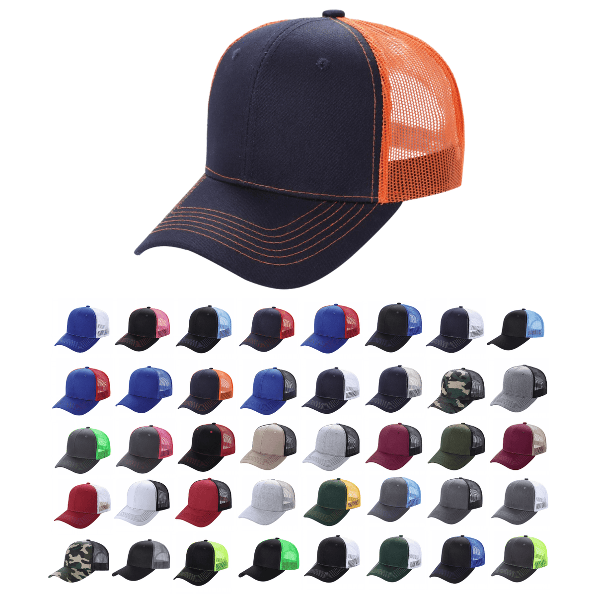 6CTM - 6 Panel Curve Trucker Mesh Hat – Waycap INC